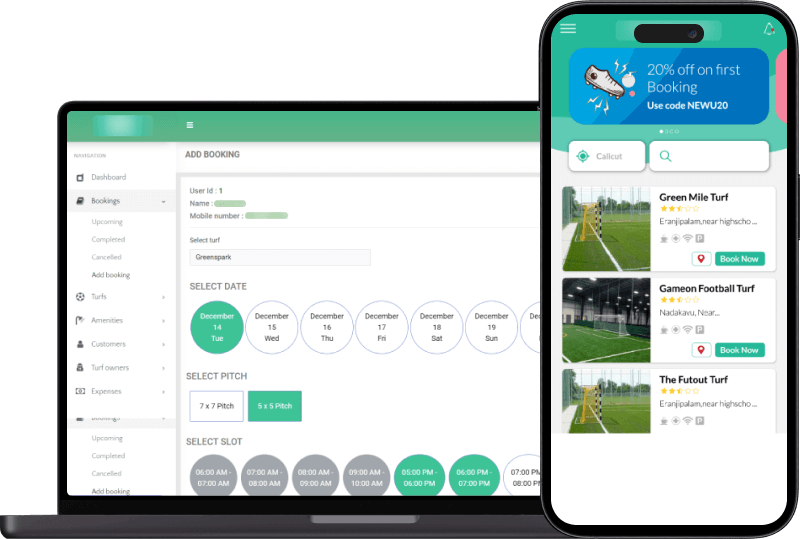 Turf Booking Apps Development Company: View live demo